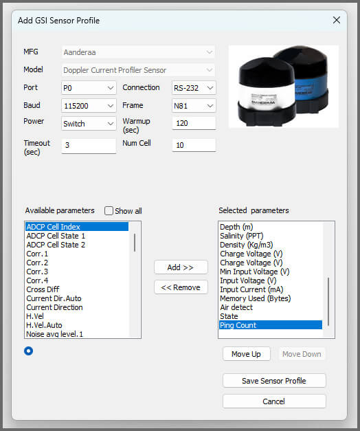 Aanderaa Doppler Current Profiler X-Series Integration Guide - NexSens